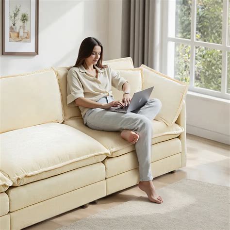 Kerdom Loveseat Sofa Modular Sectional Sofa Small Couch With 2 Ottomans