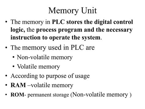 Mechatronics Unit 4 Programmable Logic Controller Ppt