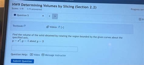 Solved Hw9 Determining Volumes By Slicing Section 22