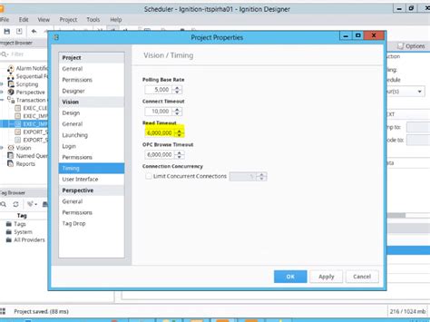 transaction group stored procedure read timeout ignition inductive