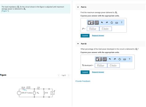 Solved The Load Impedance Zi For The Circuit Shown In The