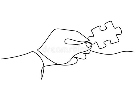 Hand Hold Puzzle Continuous Line Drawing Business Solution And Problem Solving Concept