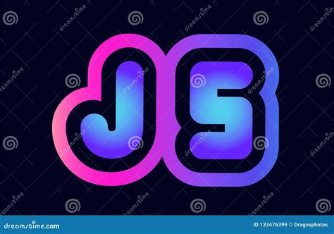 Js J S Pink Blue Gradient Alphabet Letter Logo Combination Icon Stock