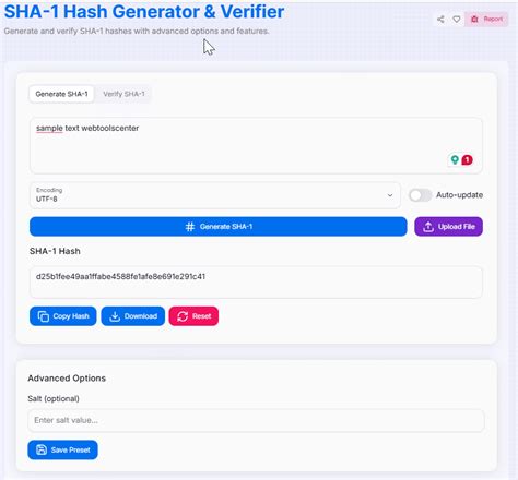 Sha 1 Encrypt Verifier Webtoolscenter