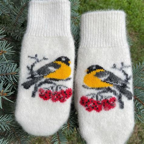 100 Pure Wool Mittens Women Christmas Mittens For Womens Etsy