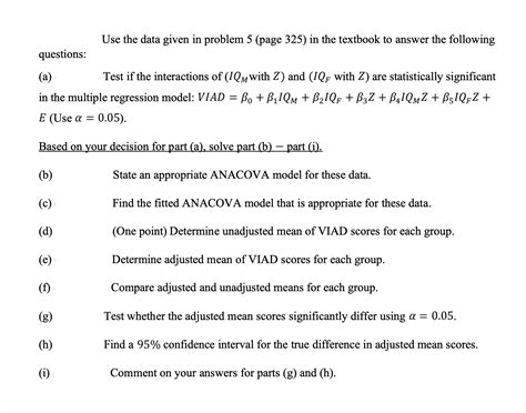 Solved Use The Data Given In Problem 5 Page 325 In The Chegg Com