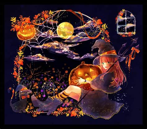 Halloween！！！！插画师花芽宫るる的南瓜灯插画图片 Bobopic
