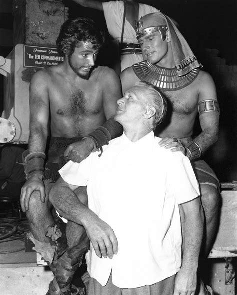 John Derek Charlton Heston On The Set Of The Ten Commandments 1956