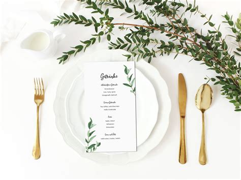 10 Menükarten zum Bedrucken Eucalyptus Hochzeit Etsy