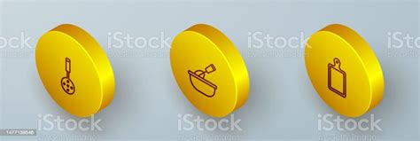 아이소메트릭 라인 주걱 그릇과 도마 아이콘이 있는 요리용 거품기를 설정합니다 벡터 3차원 형태에 대한 스톡 벡터 아트 및 기타 이미지 3차원 형태 강철 개인 장식품