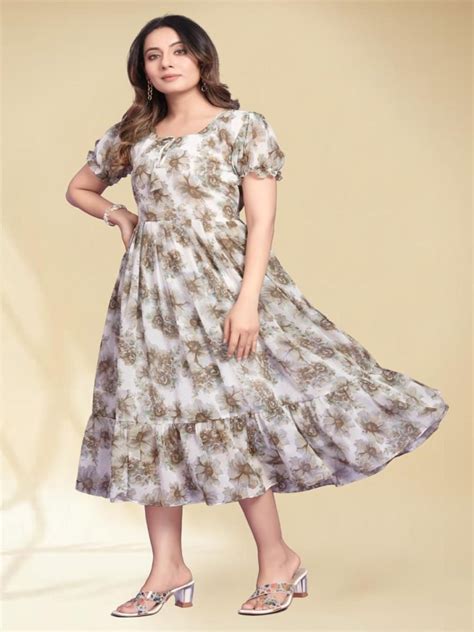 Shop Elegant Georgette Floral Print Maxi Dress Perfect For Parties