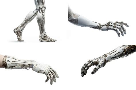 Premium Photo Set Of Bionic Limbs Isolated On White Background