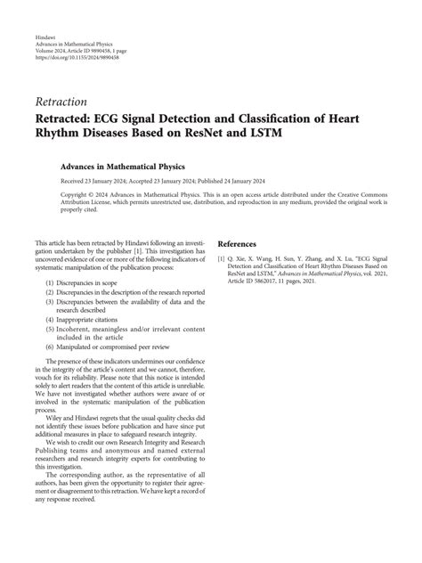 PDF Retracted ECG Signal Detection And Classification Of Heart