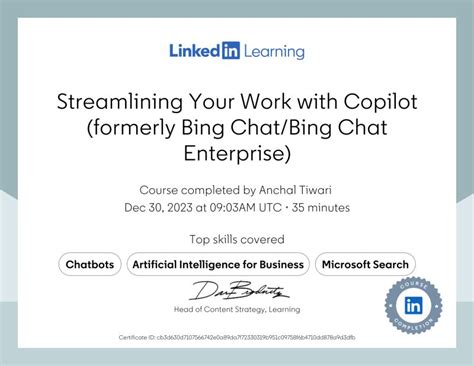 Anchal Tiwari On Linkedin Certificate Of Completion