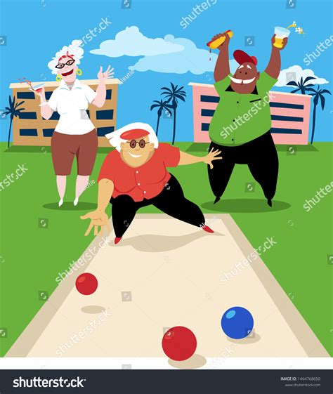 Group Active Seniors Playing Bocce Ball Stock Vector Royalty Free