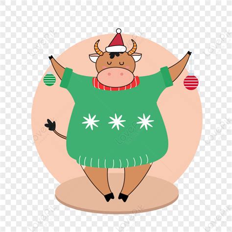 만화 손으로 그린 크리스마스 암소 스웨터 그림입니다 휴일 일러스트 코 일러스트 크리스마스 모자 일러스트 Png 일러스트 무료 다운로드 Lovepik