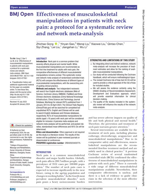 Pdf Effectiveness Of Musculoskeletal Manipulations In Patients With