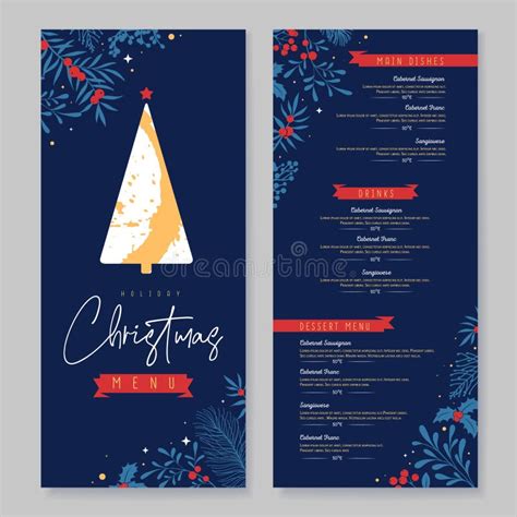 Restaurant Christmas Holiday Menu Design With Christmas Floral