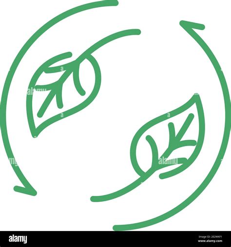 Organic Natural Leaf Cycle Ecology Green Line Style Vector