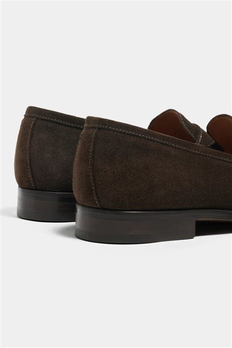 Brown Suede Penny Loafers Made In Italy