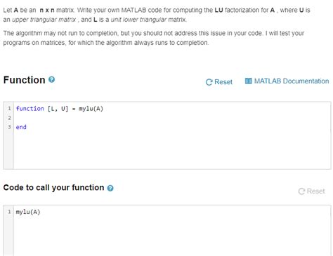 Solved Let A Be An Nn Matrix Write Your Own MATLAB Code Chegg