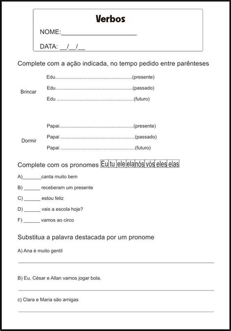 Verb Activities For Students