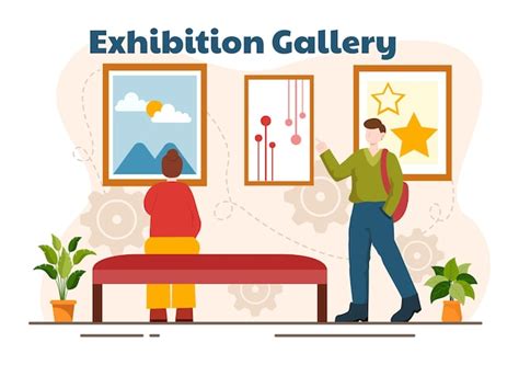 Premium Vector Exhibition Visitors Viewing A Gallery With Modern