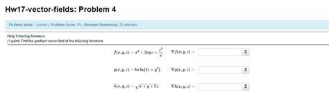 solved hw17 vector fields problem 4 problem value 1