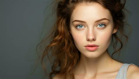 Ai Generated Beautiful Caucasian Woman With Long Brown Hair And Blue