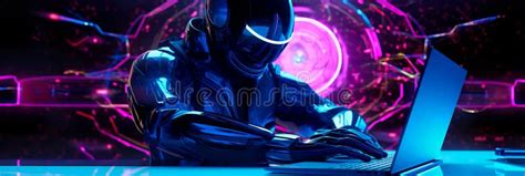 Programmer In A Space Age Suit Symbolizing The Future Of Coding In