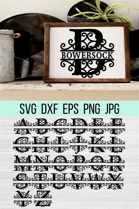 Split Letter Monogram Svg Monogram Font Svg Cricut Glowforge Silhouet