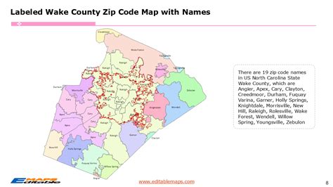 Raleigh Nc Zip Code Map Editable Powerpoint Maps