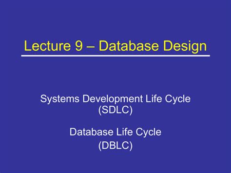 Lecture Database Design