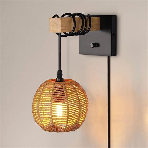 Liyabber Applique Murale Intérieur Bois Vintage Lampe Murale Avec Prise