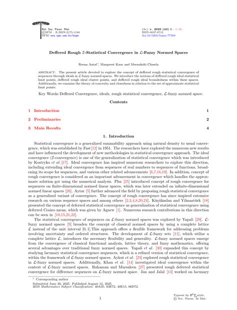 Pdf Deffered Rough I Statistical Convergence In L Fuzzy Normed Spaces