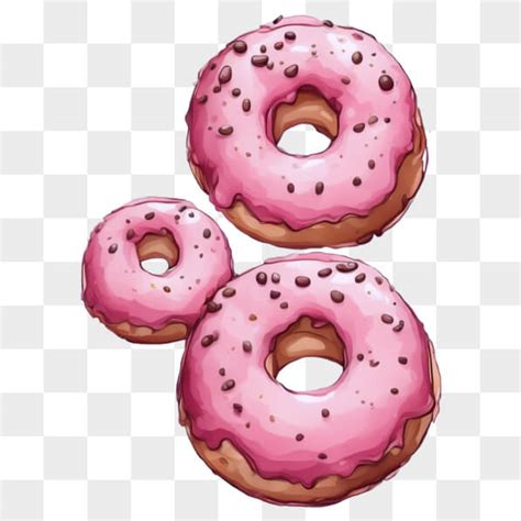 Download Three Pink Iced Donuts With Sprinkles Cartoons Online