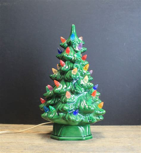 Vintage Lighted Ceramic Christmas Tree 11 Tall Multicolored Lights Etsy