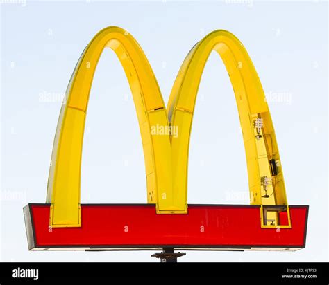 Mcdonalds Iconic Golden Arches With Broken Panels From A Wind Storm