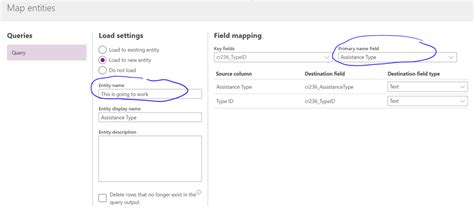 Powerapps Dataflow Is Your Cds Entity Primary Field Name Exactly The