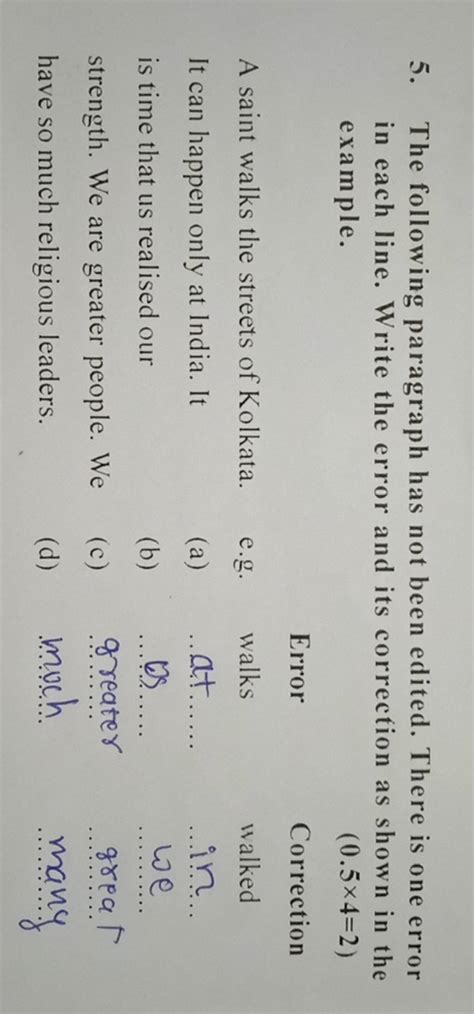 5 The Following Paragraph Has Not Been Edited There Is One Error In Eac