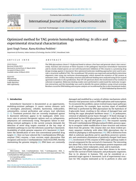 Pdf Optimized Method For Tag Protein Homology Modeling In Silico And Experimental Structural