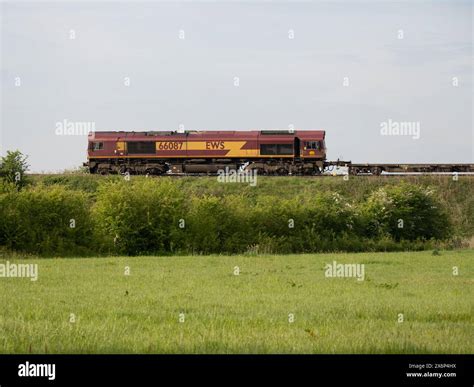 Ews Class 66 Diesel Locomotive No 66087 Pulling A Freightliner Train