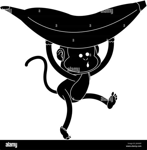Monkey Playing With Big Banana Cartoon Icon Image Stock Vector Image