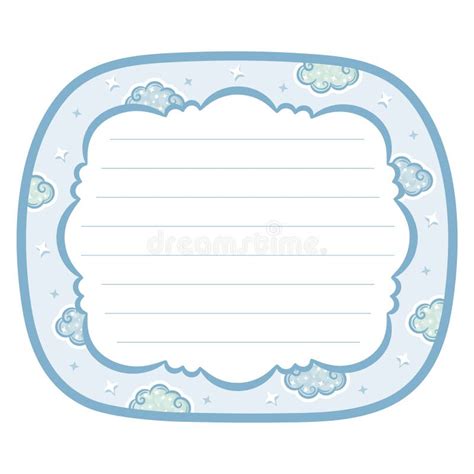 Cute Clouds Frame Sticky Note Card Letter With Pastel Coloring For Writing Stock Vector