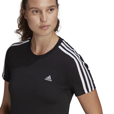 Adidas Essentials 3 Stripe T Shirt Womens Regular Fit T Shirts