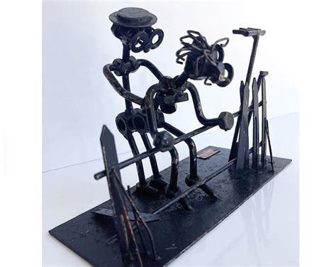 Handmade Metal Sculpture Hinz And Hunst Germany Recycled Metal Art Statue
