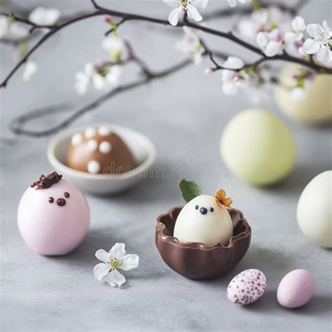 Easter Chocolate Eggs Pastel Colors Easter Traditional Food Spring Colors Stock Image Image