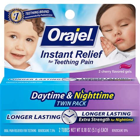 Orajel Oral Pain Reliever For Teething Daytime Nighttime Gels
