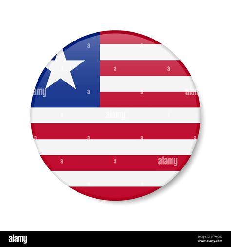 Liberia Circle Button Icon Liberian Round Badge Flag With Shadow 3d