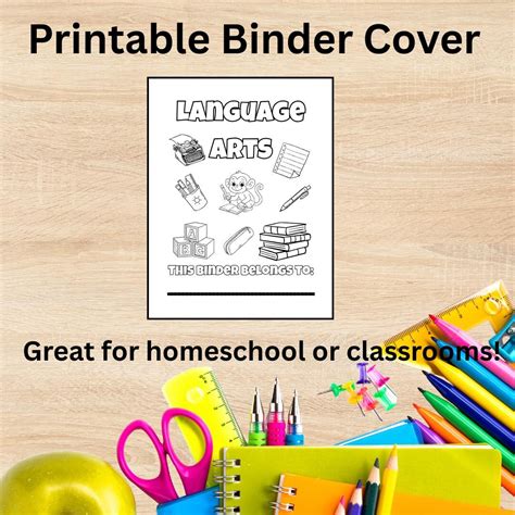 Language Arts Binder Cover Coloring Page For Homeschool Or Classroom
